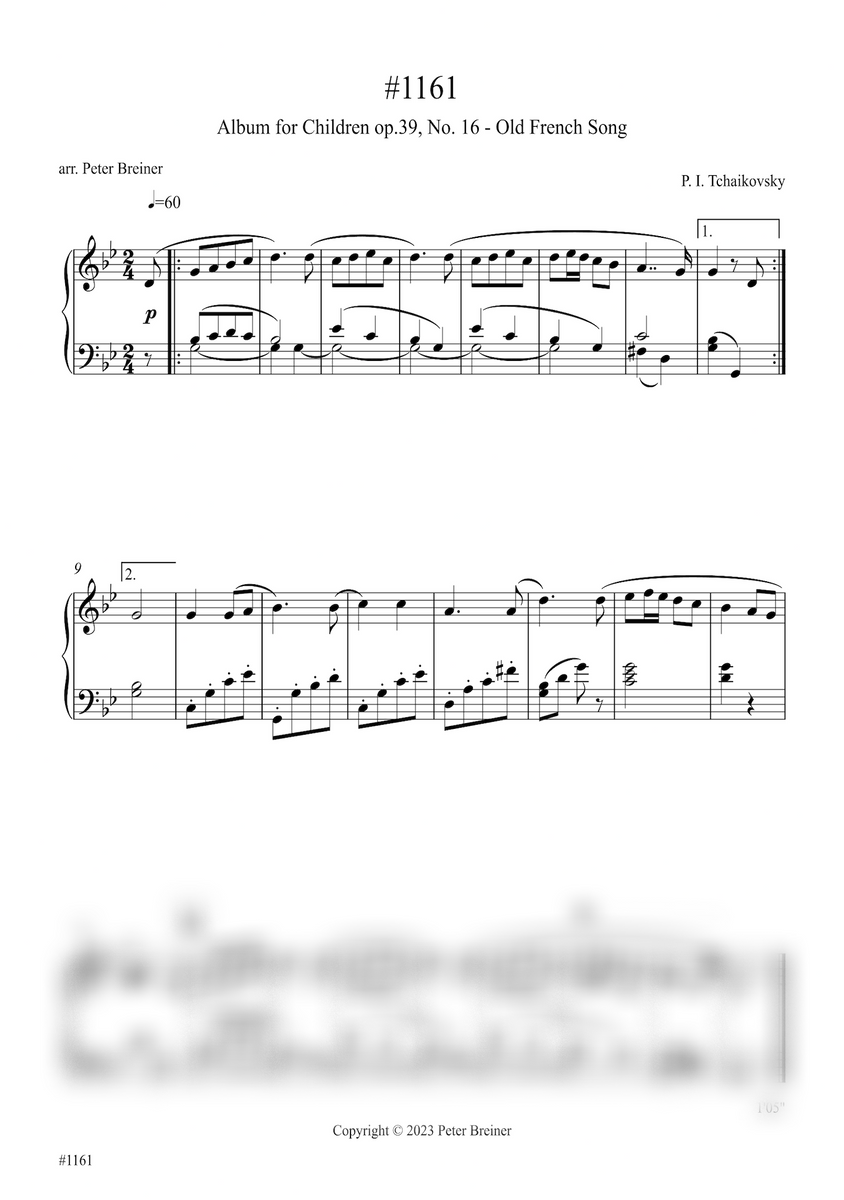 Tchaikovsky: Old French Song, from Children's Album, piano
